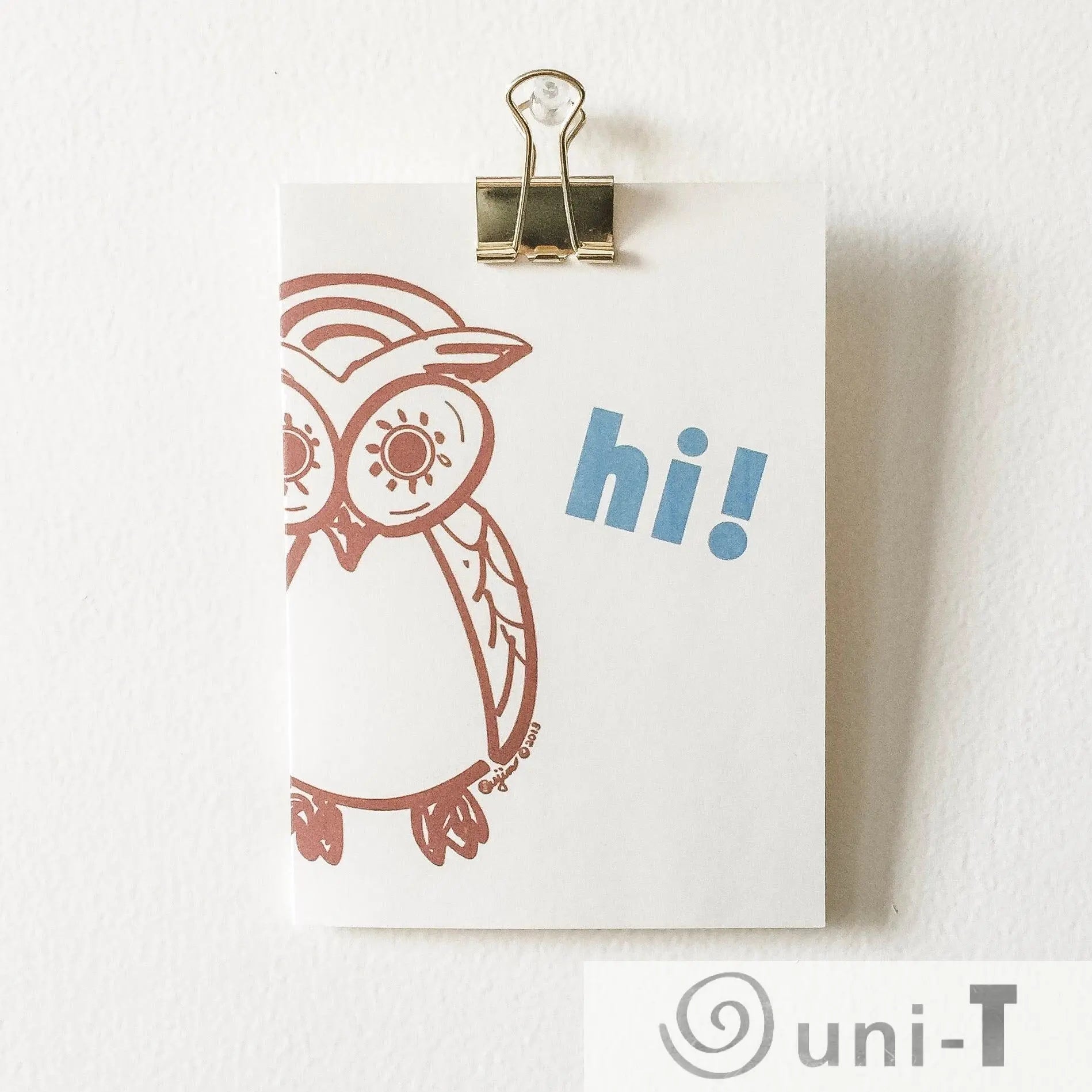 Owl Greeting Card | Unique Note Cards | Just saying Hi – Uni-T